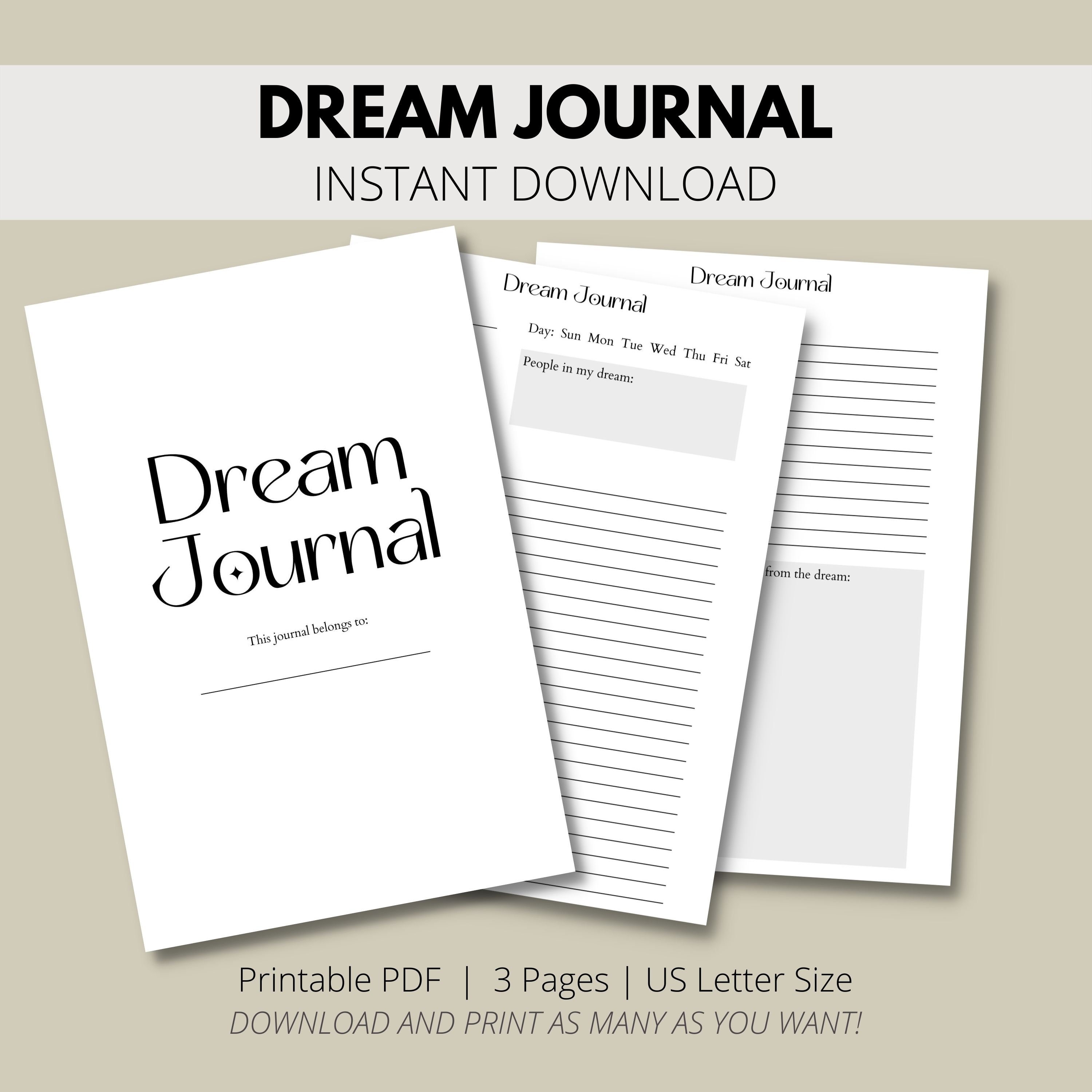 Dream Journal Printable PDF Pages - Etsy