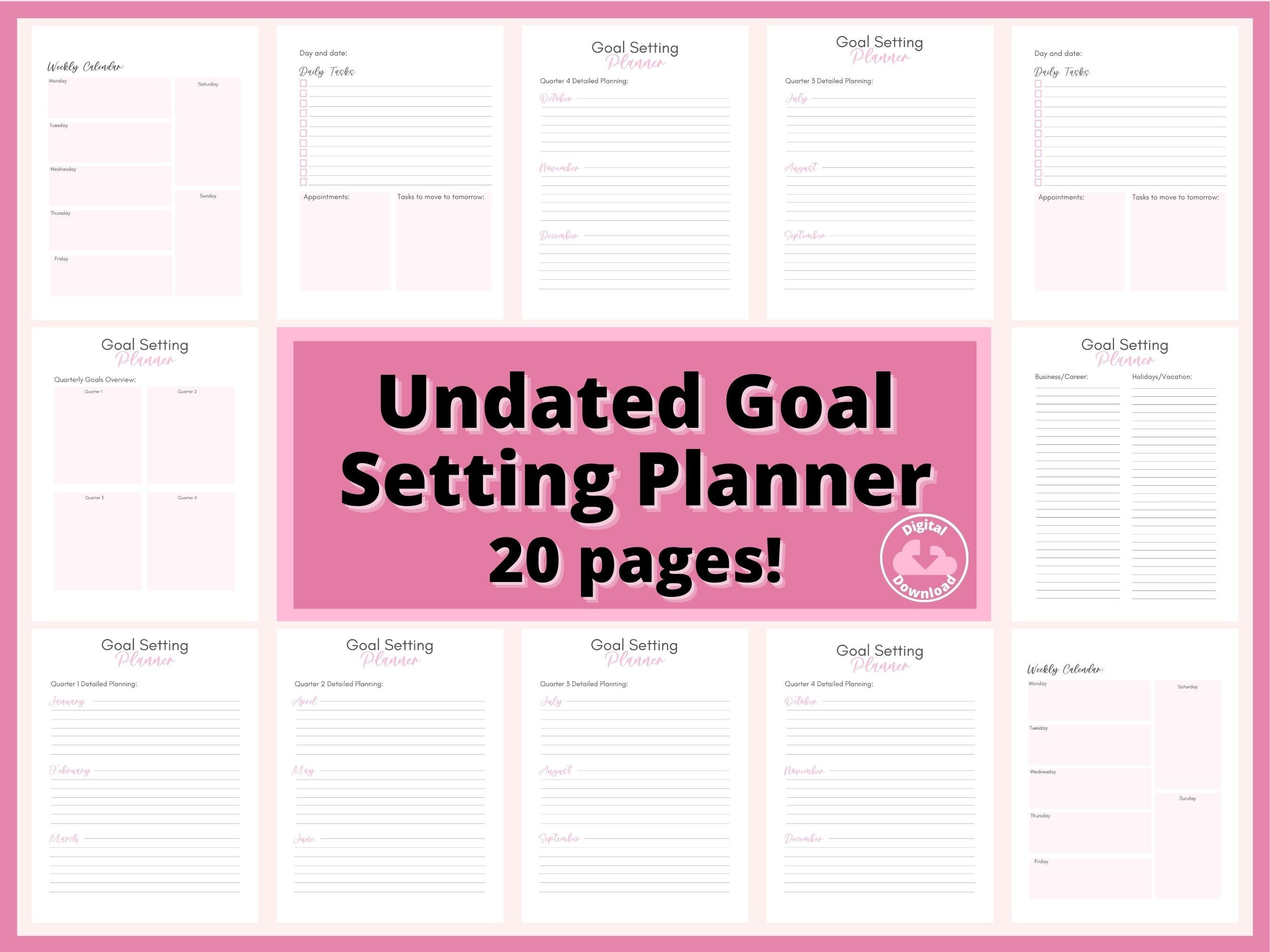Printable Undated Goal Setting Quarterly Planner 20-page Bundle - PDF ...