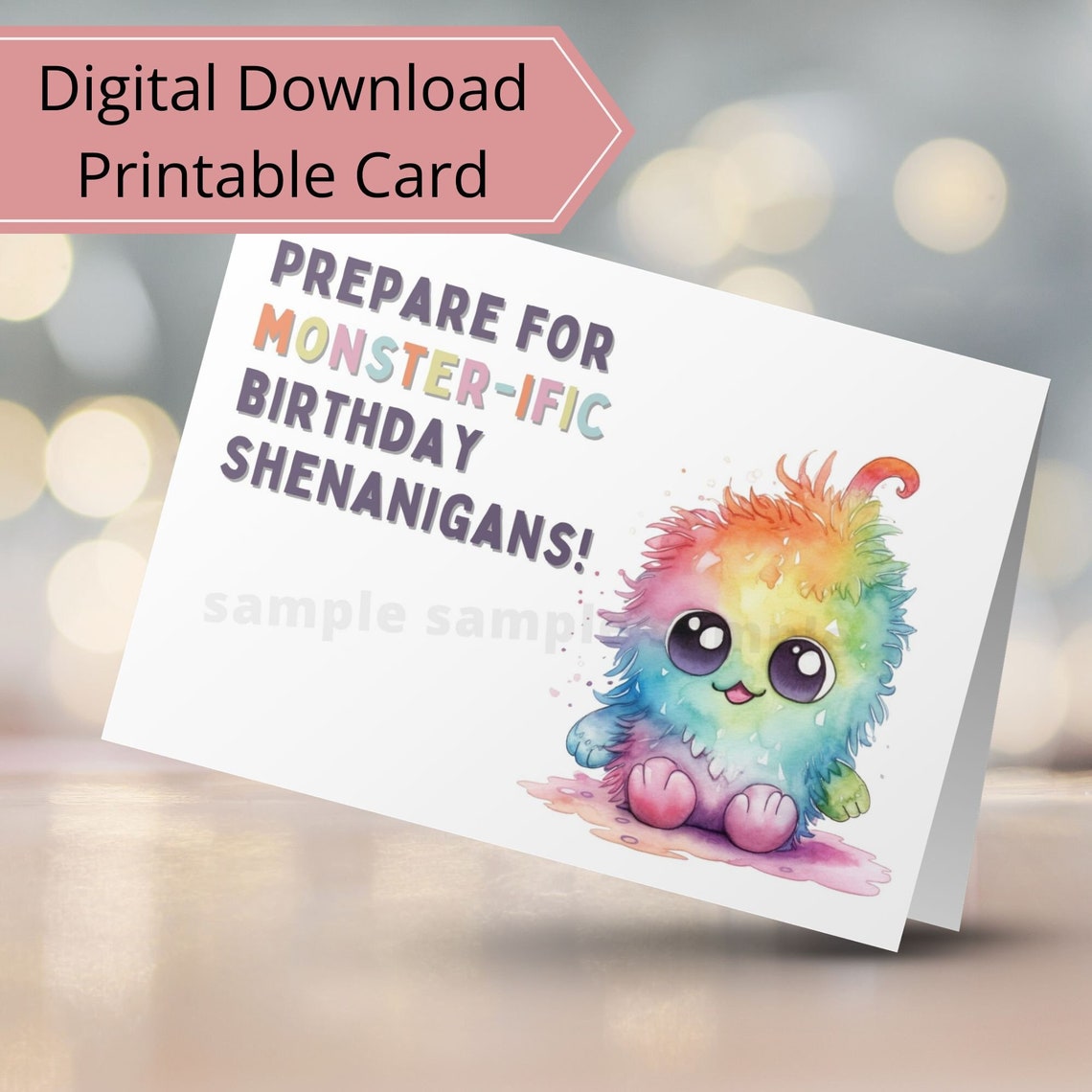 Printable Kids Birthday Card Cute Monster Birthday Card for Children ...
