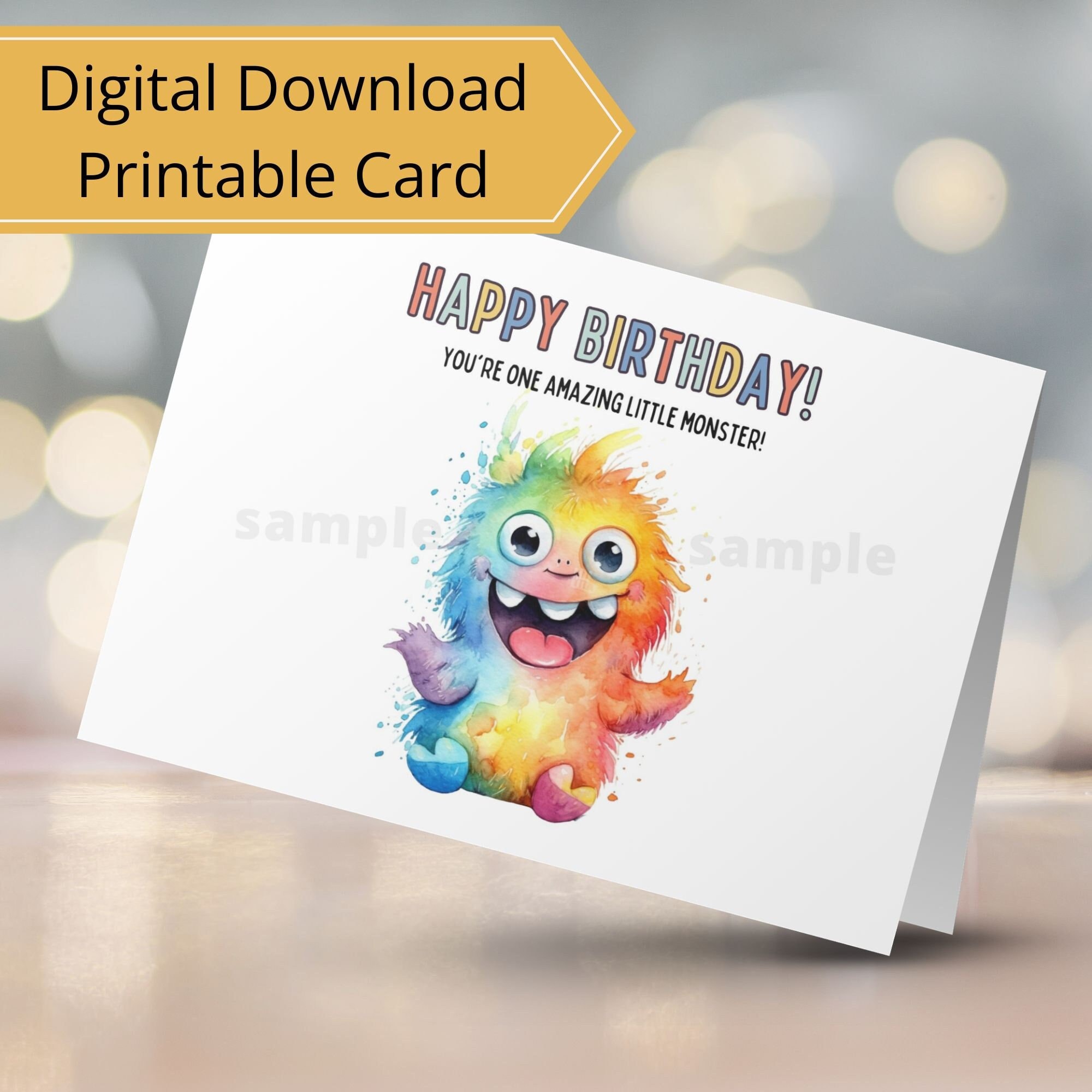 Printable Kids Birthday Card Cute Monster Birthday Card for Children ...