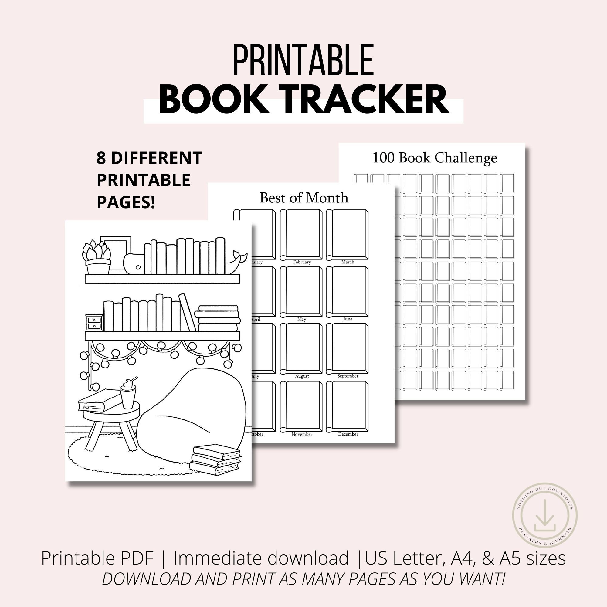 Book Tracker Printable Bundle Printable Planner Insert Reading Log ...