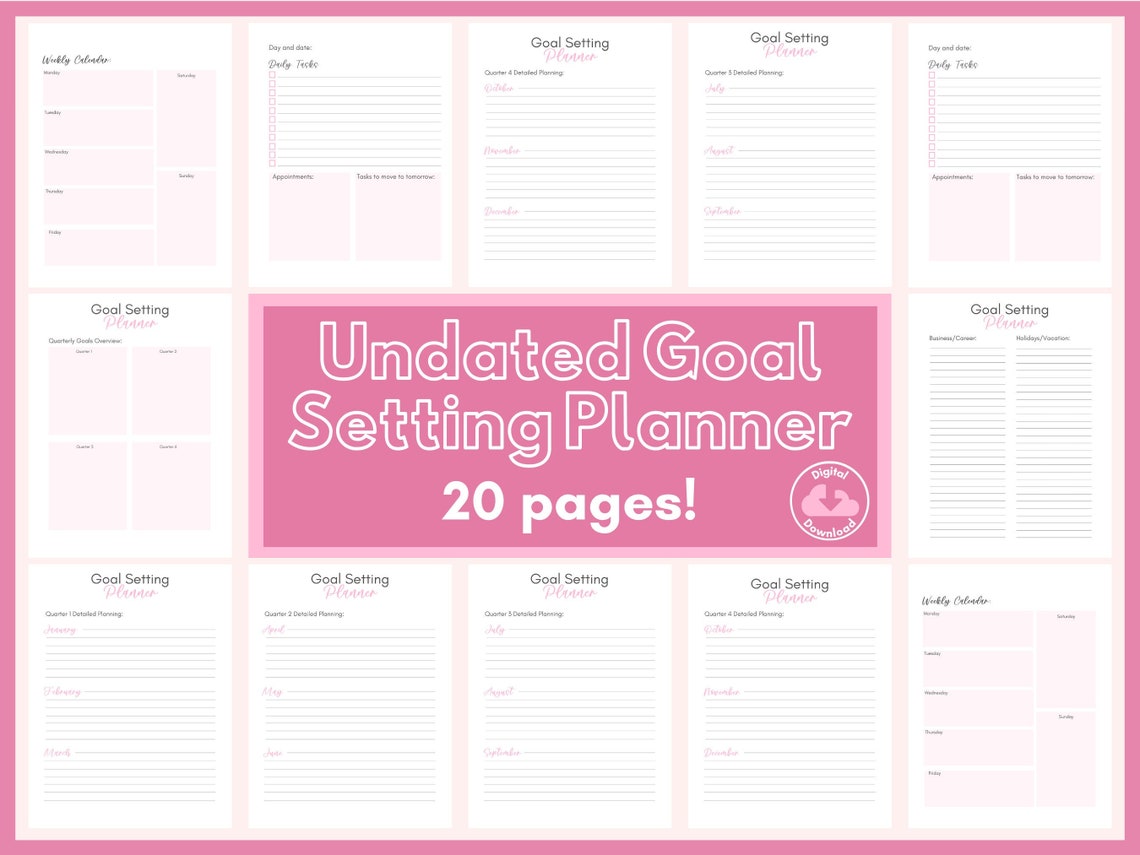 Printable Undated Goal Setting Quarterly Planner 20-page - Etsy