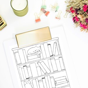 Bookshelf Book Tracker Printable Planner Insert Reading Log - Cat ...