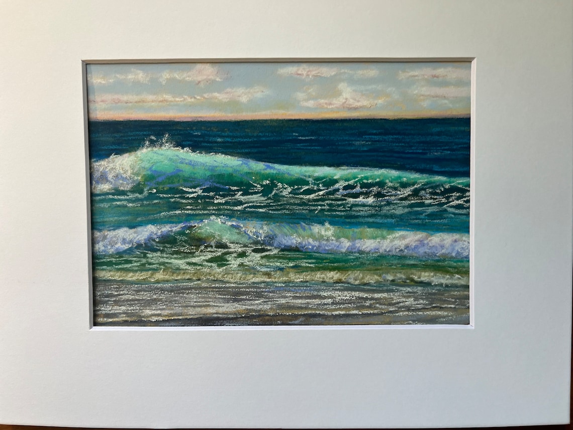 Cloudy Skies Over Blue Ocean, an Original Soft Pastel Painting by C.L ...