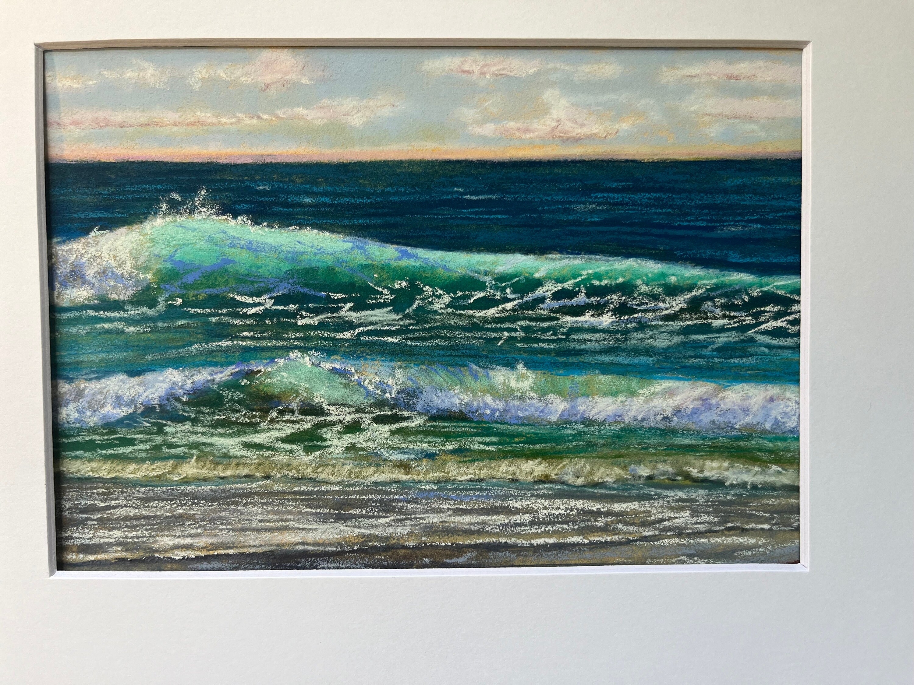 Cloudy Skies Over Blue Ocean, an Original Soft Pastel Painting by C.L ...