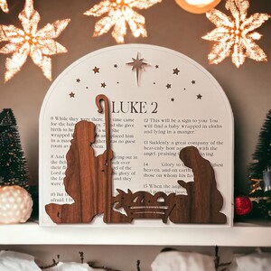Inspirational White Shelf Sitter With Luke 2 Engraving and Holy Family ...
