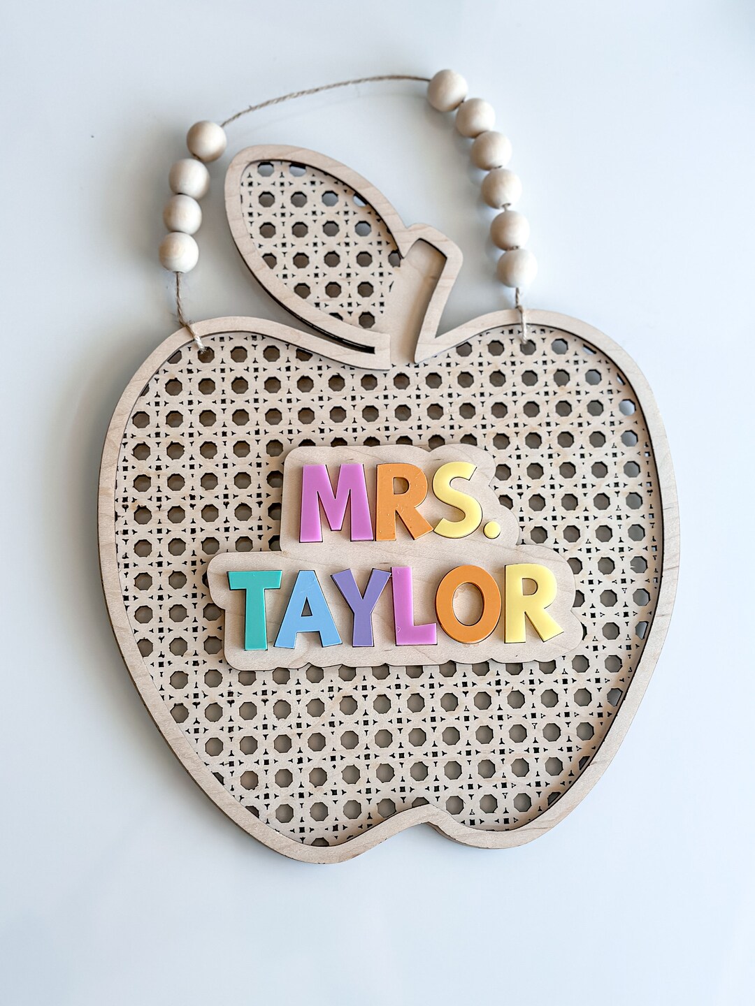 Rattan Apple Door Hanger • Teacher Appreciation • Best Teacher Ever ...
