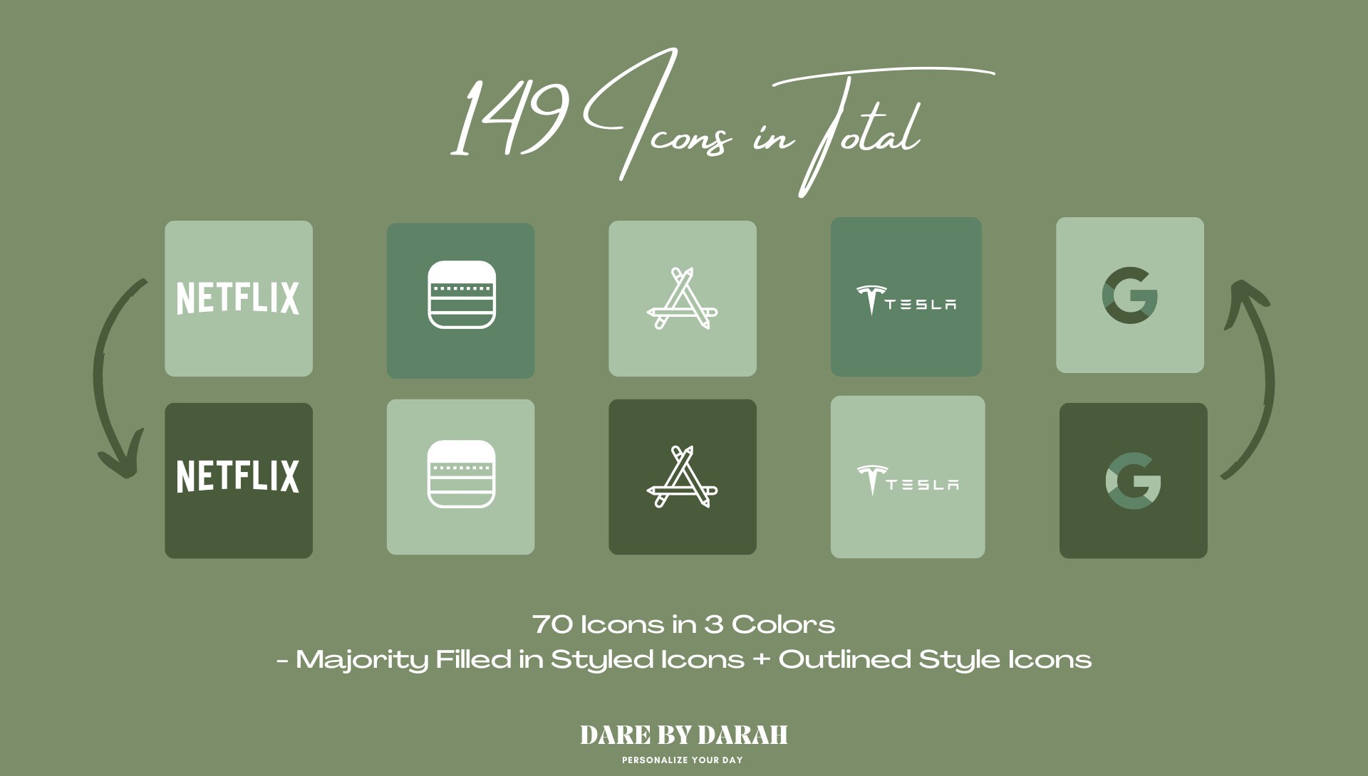 Green Mix Theme Icon Set Pack - Etsy