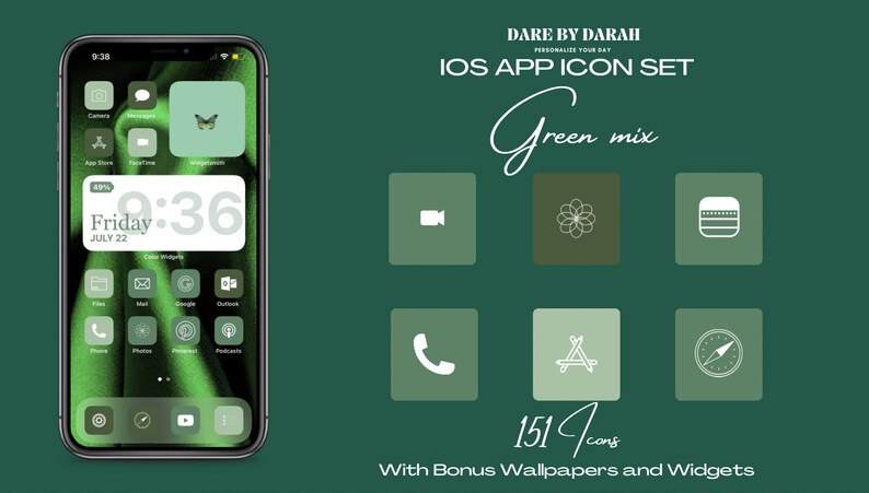 Green Mix Theme Icon Set Pack - Etsy