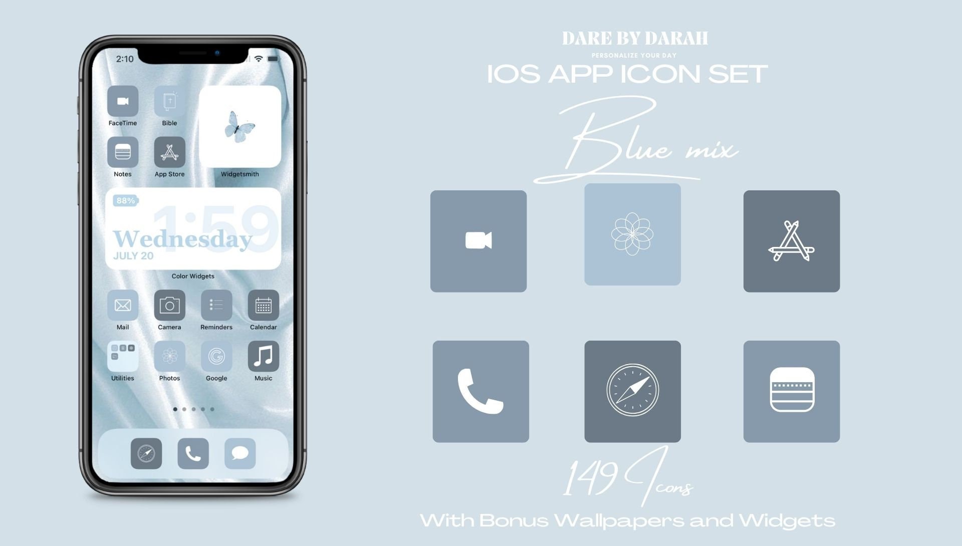 Blue Mix Theme Ios App Icon Set - Etsy
