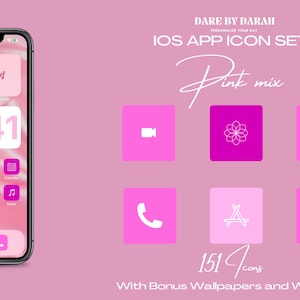 Pink Mix Theme Icon Set Pack - Etsy