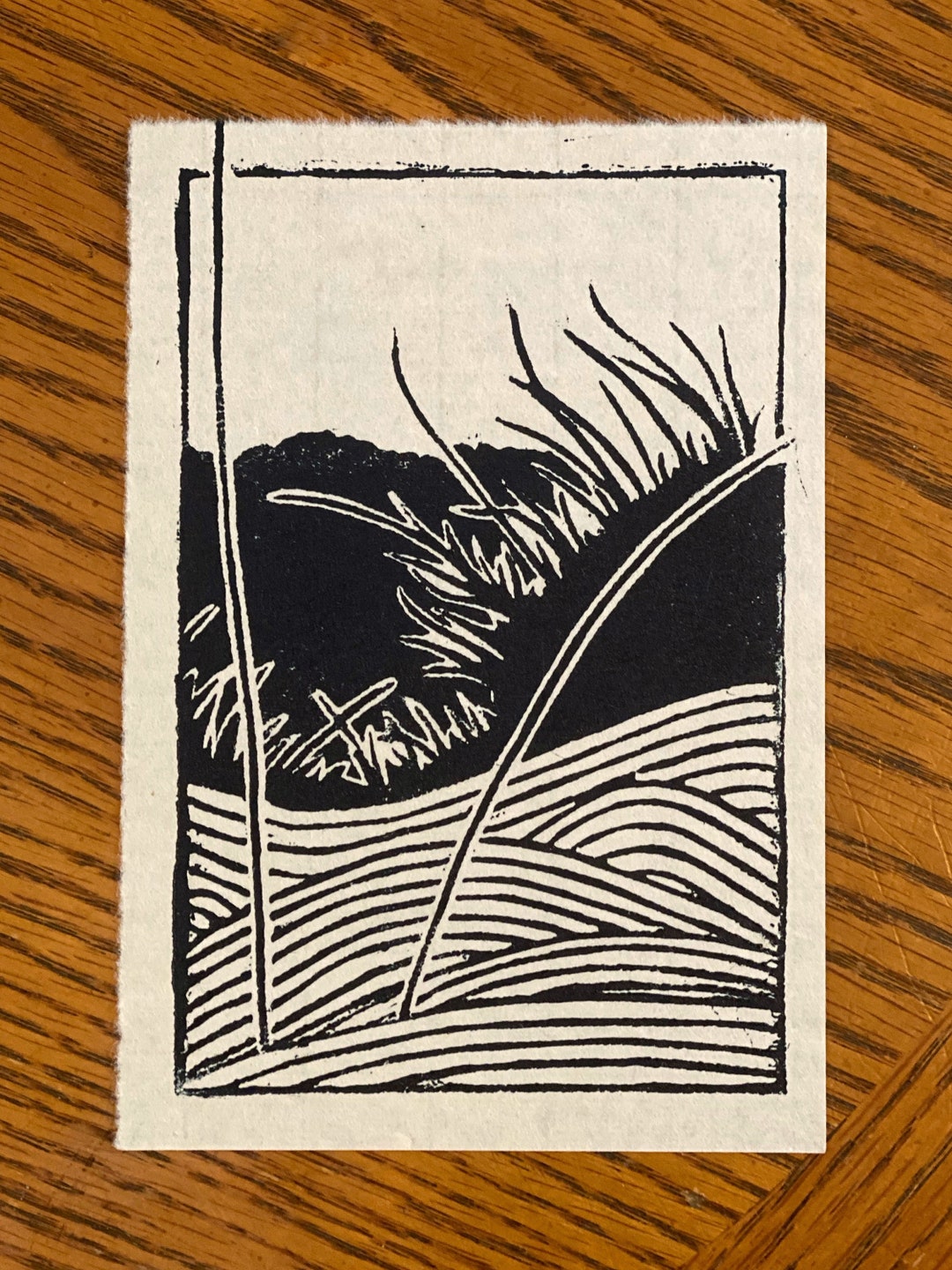 Beach Day- 4.25x6.25" Hand-printed Linocut - Etsy