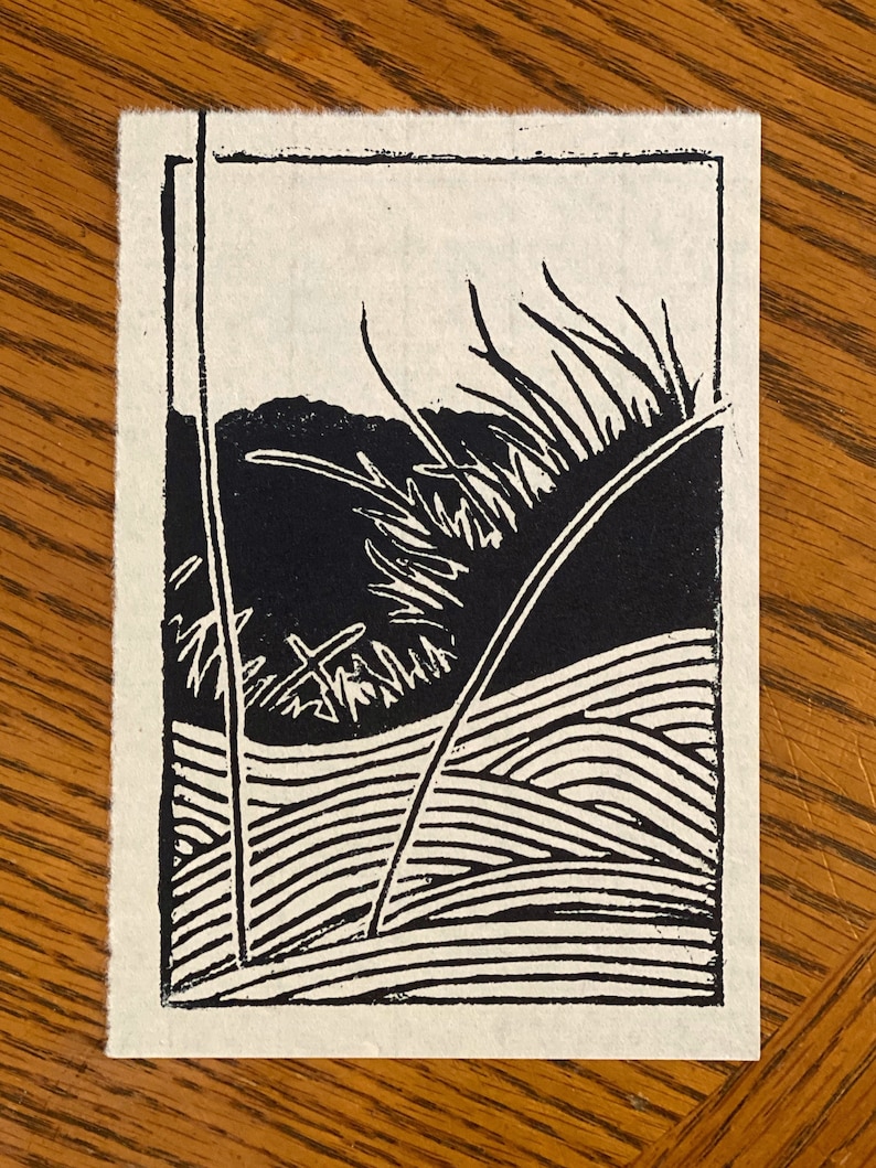 Beach Day- 4.25x6.25" Hand-printed Linocut - Etsy