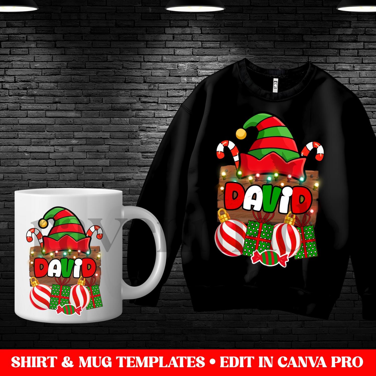 6 Editable Christmas Templates Bundle | Santa Shirt & Mug Designs ...