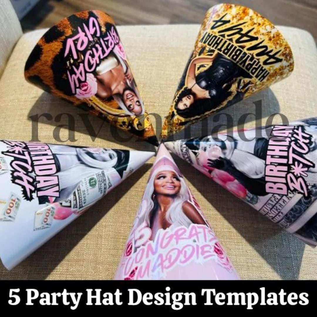 Editable Birthday Party Hat Templates, 5 Custom Printable Celebration ...