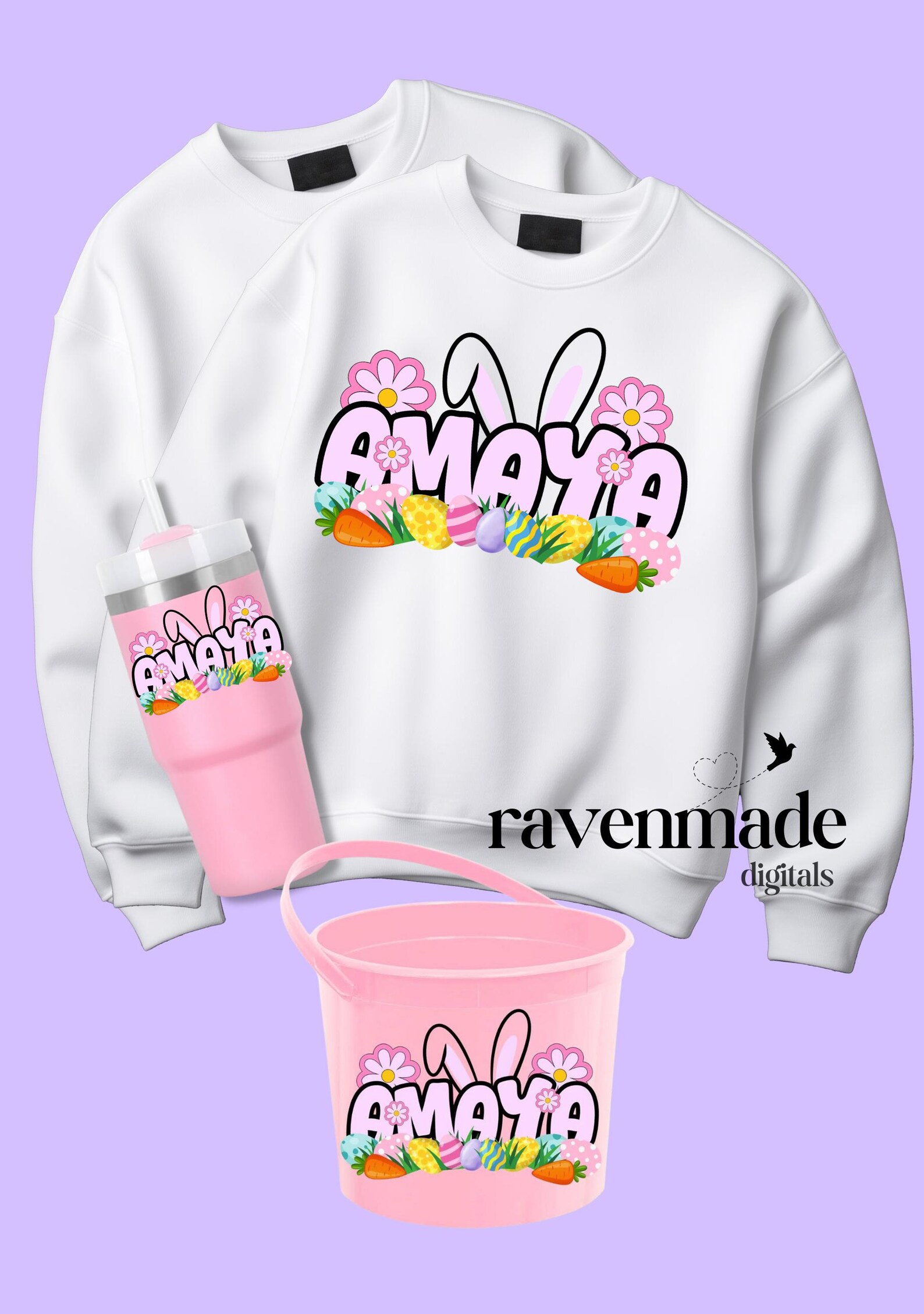 Editable Easter Bunny Name Templates, 4 Personalized Rabbit Ear Designs ...