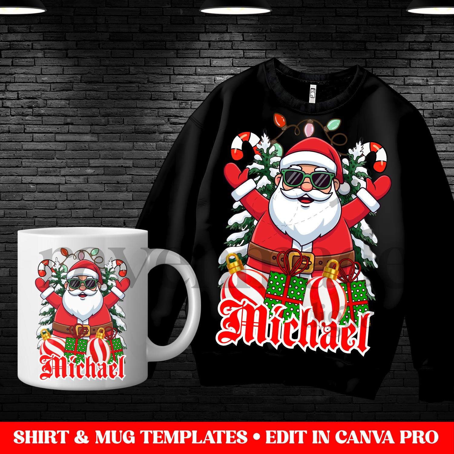 6 Editable Christmas Templates Bundle | Santa Shirt & Mug Designs ...