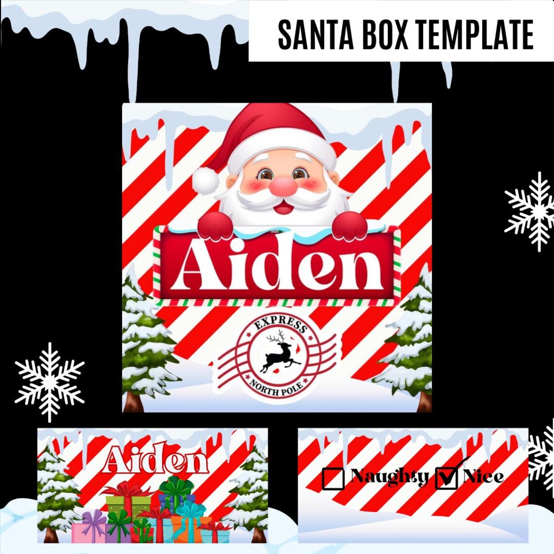 2 Christmas Gift Box Templates | Santa & Gingerbread Box Template ...