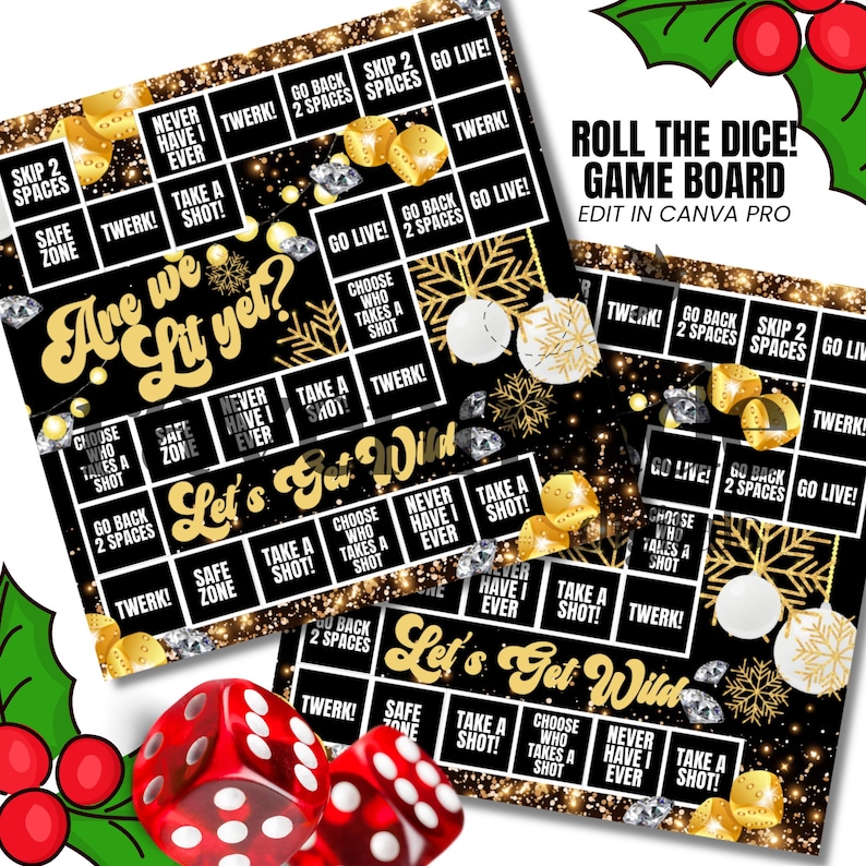4 Editable Christmas Game Boards: Adult Christmas Activities Template ...