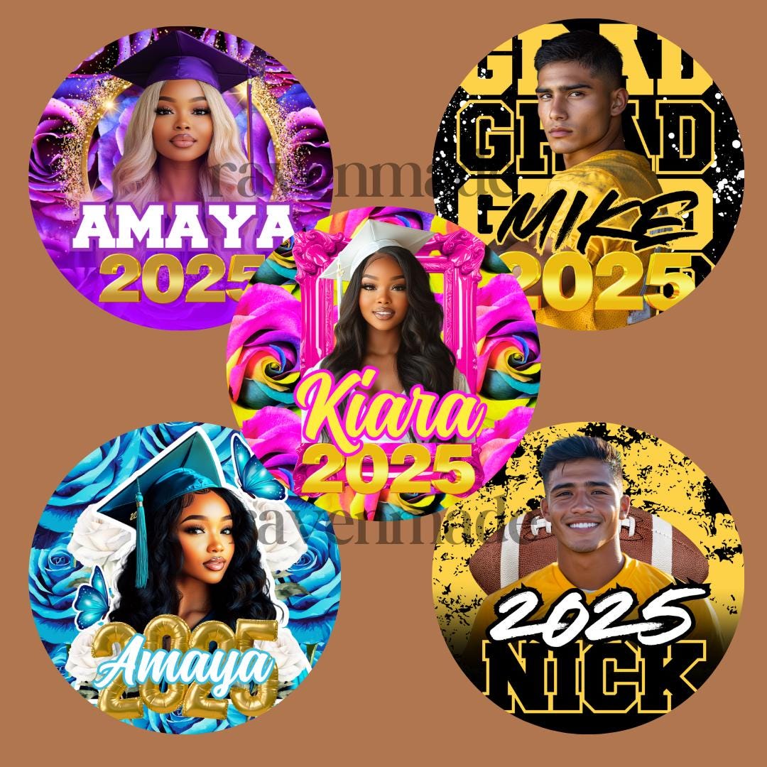 Graduation Button Templates 2026, 5 Editable Senior Button Designs ...