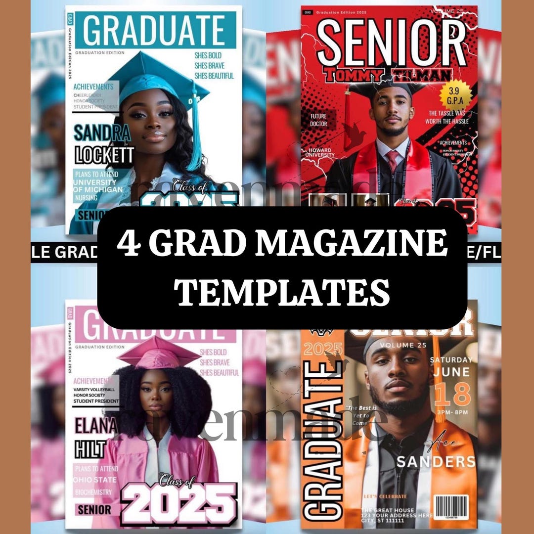 Editable Graduation Magazine Cover Templates 2026 UPDATED, 4 Senior ...