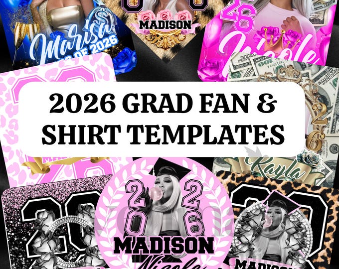 Editable Graduation Fan Templates | Class of 2026 Canva Bundle (digital ...