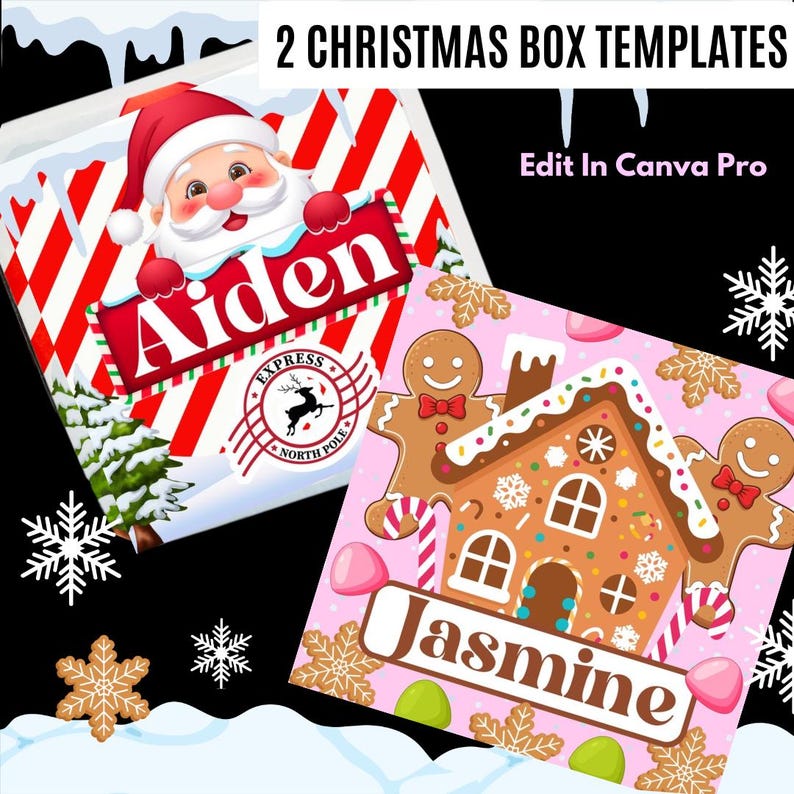 2 Christmas Gift Box Templates | Santa & Gingerbread Box Template ...