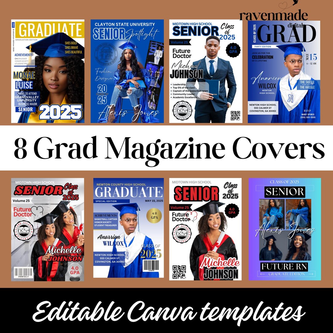 Magazine Graduation Invitation Template: Editable Canva Announcement ...