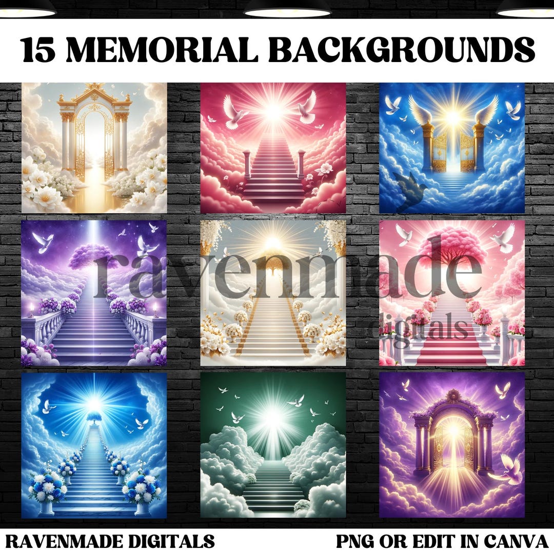 Elegant Memorial Background Templates, RIP Tribute PNG & Editable ...