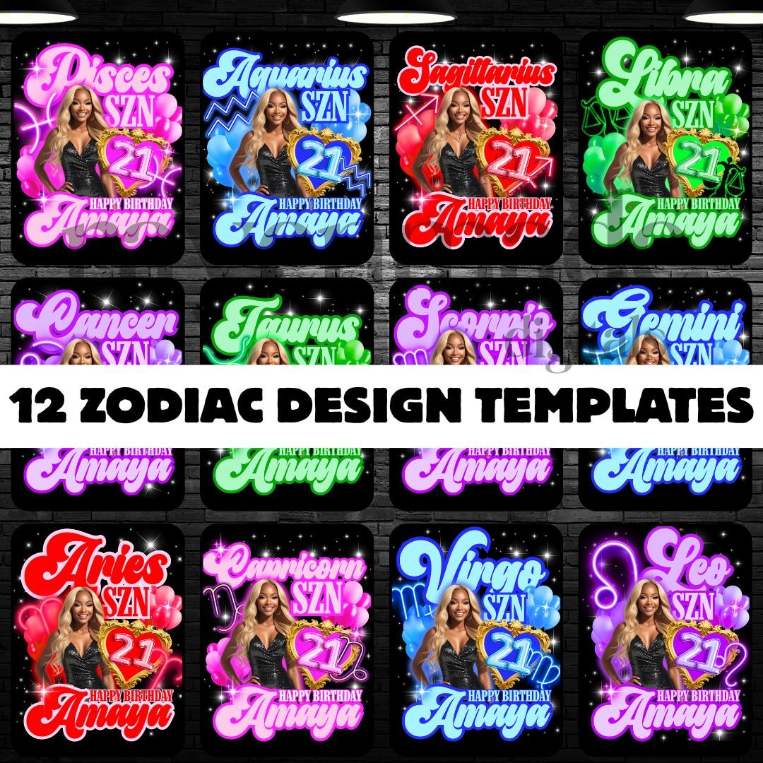 Zodiac Design Templates Bundle | 12 Editable Astrology Graphics for ...
