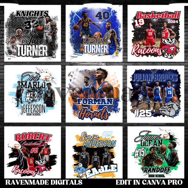 Basketball T-shirt Design Bundle: 30 Editable Basketball Player ...
