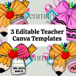 Editable Teacher Bow Canva Template | Teacher Appreciation Gift Design ...