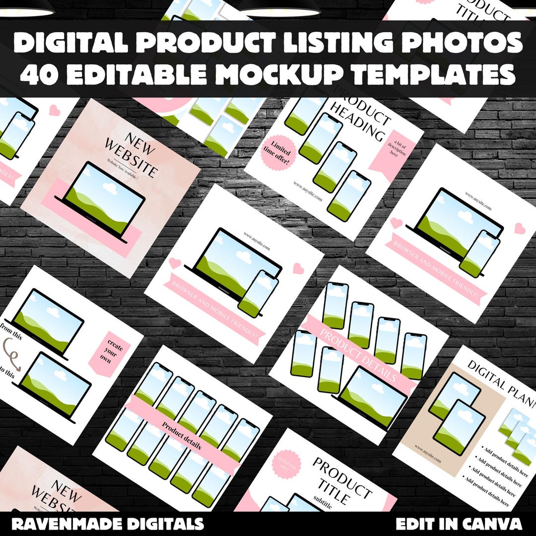 40 Digital Mockup Templates: Digital Product Listing Designs (digital ...