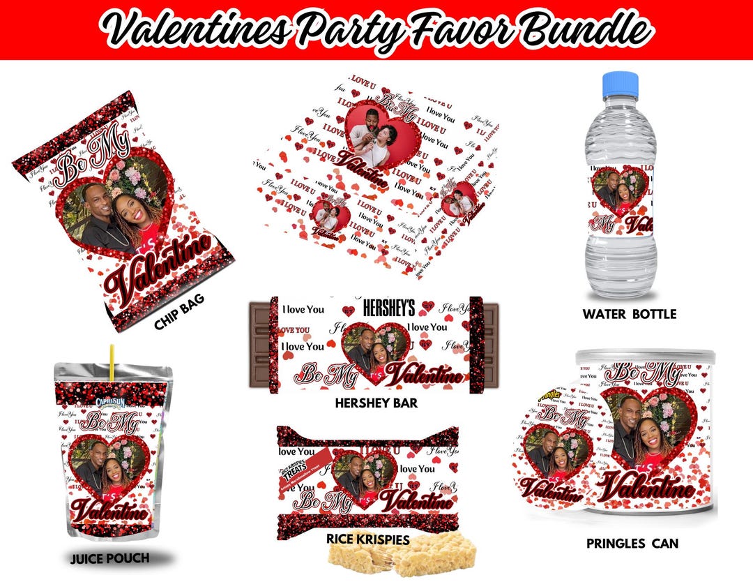 Valentine’s Day Party Favor Bundle, Editable Vday Treat Box & Chip Bag ...