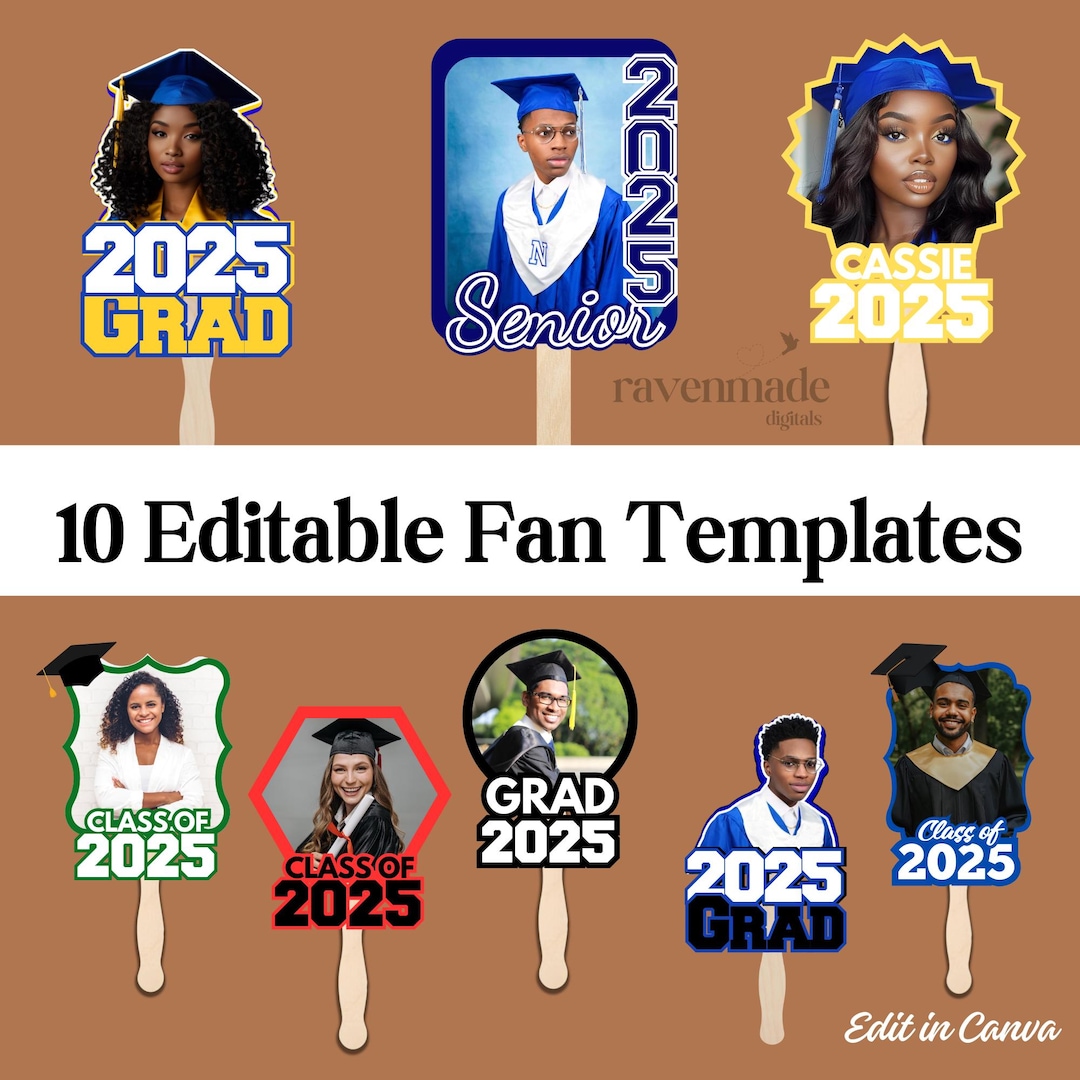 Senior Fan Template | DIY Big Head | Graduation Paddle | Editable ...