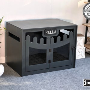 WOWY Dark Grey, Dog Crate, Wood Dog House, Modern Dog House, Dog Kennel ...