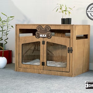DOGG Walnut Modern, Dog House, Dog Crate, Dog Kennel, Wood Dog House ...