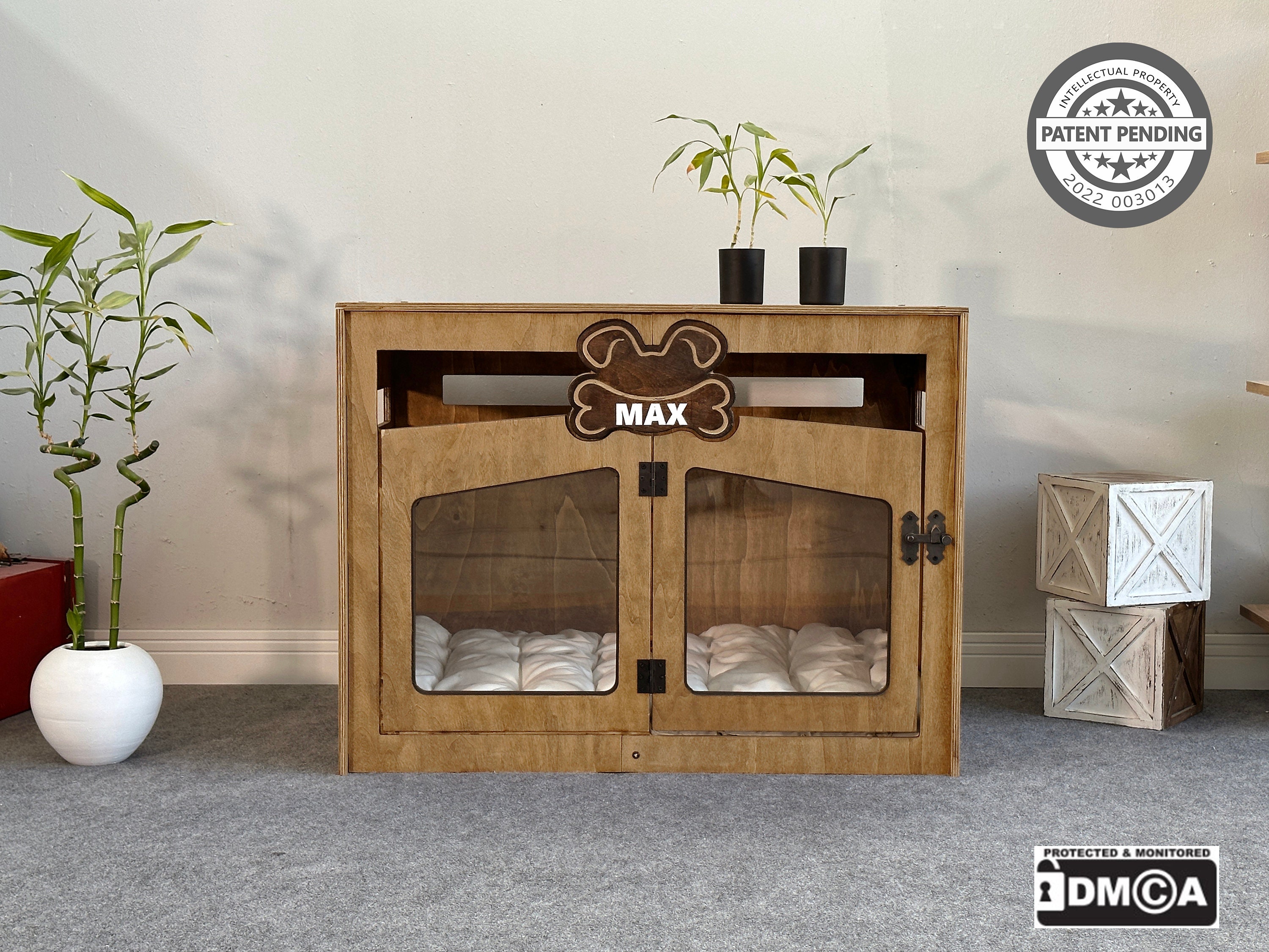 DOGG Walnut Modern Dog House Dog Crate Dog Kennel Wood - Etsy