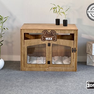 DOGG Walnut Modern Dog House, Dog Crate, Dog Kennel, Wood Dog House ...