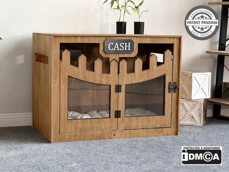 WOWY Walnut Modern Dog House Dog Crate Dog Kennel Wood Dog - Etsy