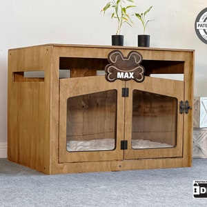DOGG Walnut Modern, Dog House, Dog Crate, Dog Kennel, Wood Dog House ...