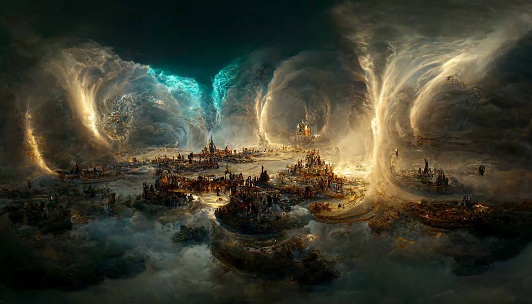 Castle Landscape Atlas Map Surreal Intricate Trippy Scenery Abstract ...