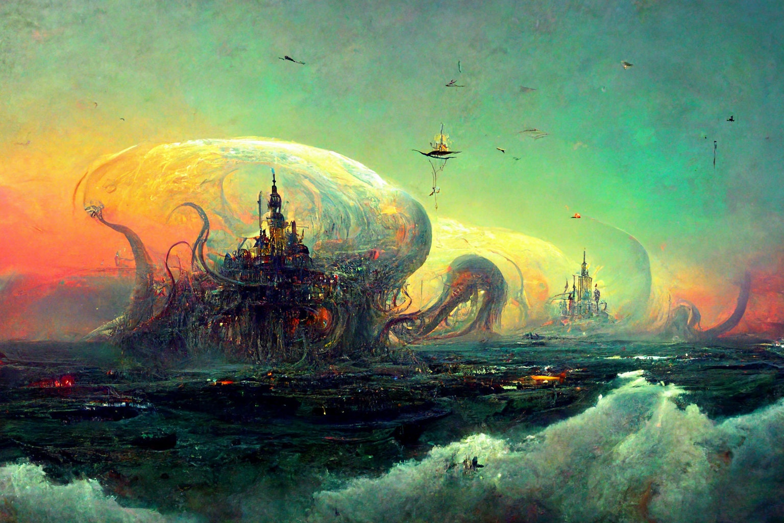 Castle Landscape Atlas Map Surreal Intricate Trippy Scenery Abstract ...