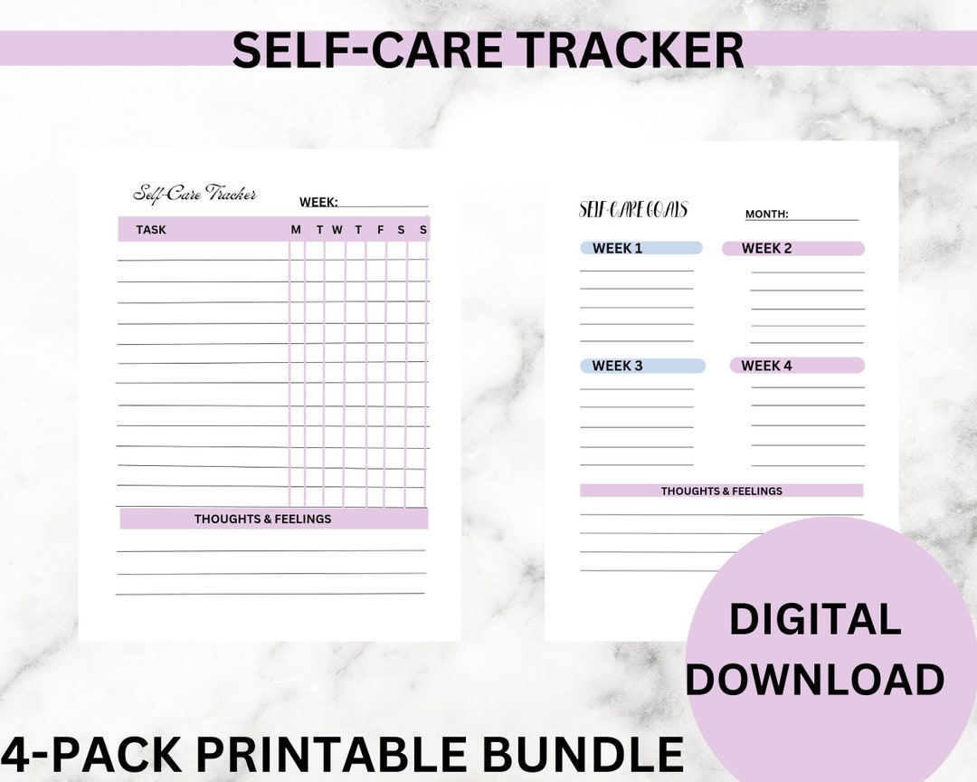 Self Care Tracker and Checklist for Mental Health and Wellness , Self ...