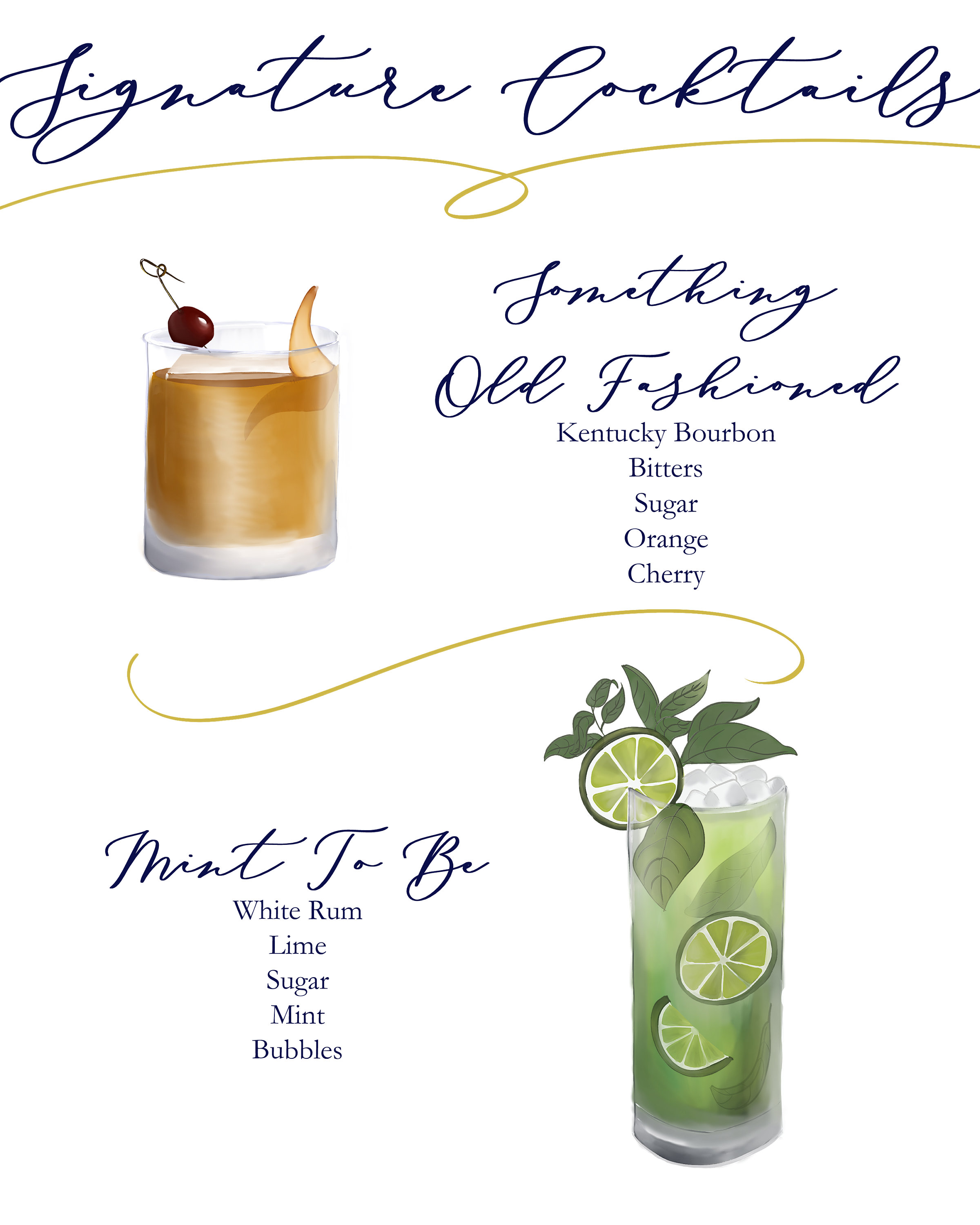 Personalized Signature Cocktail Menu for Wedding Ceremony - Etsy