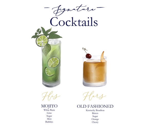 Personalized Signature Cocktail Menu for Wedding Ceremony - Etsy