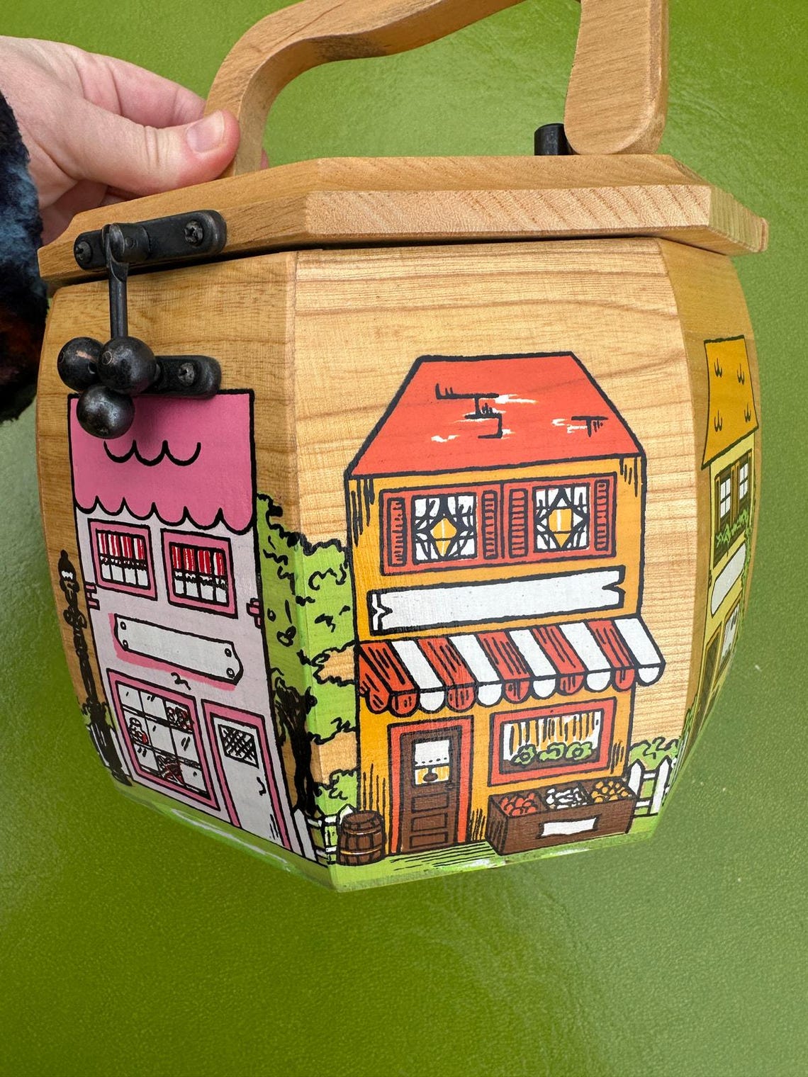 Vintage Hand-painted Japanese Wood Box Purse Octagonal Houses Design - Etsy