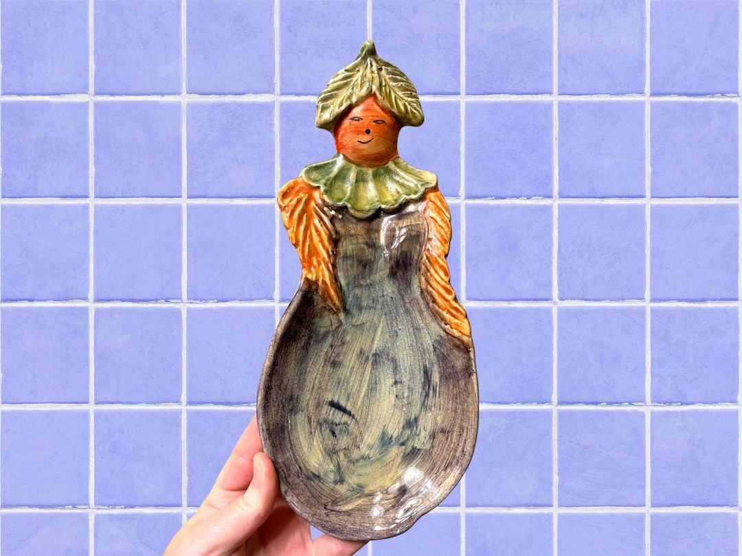 Italian Pottery Anthropomorphic Spoon Rest Eggplant Lady Veggie Design ...