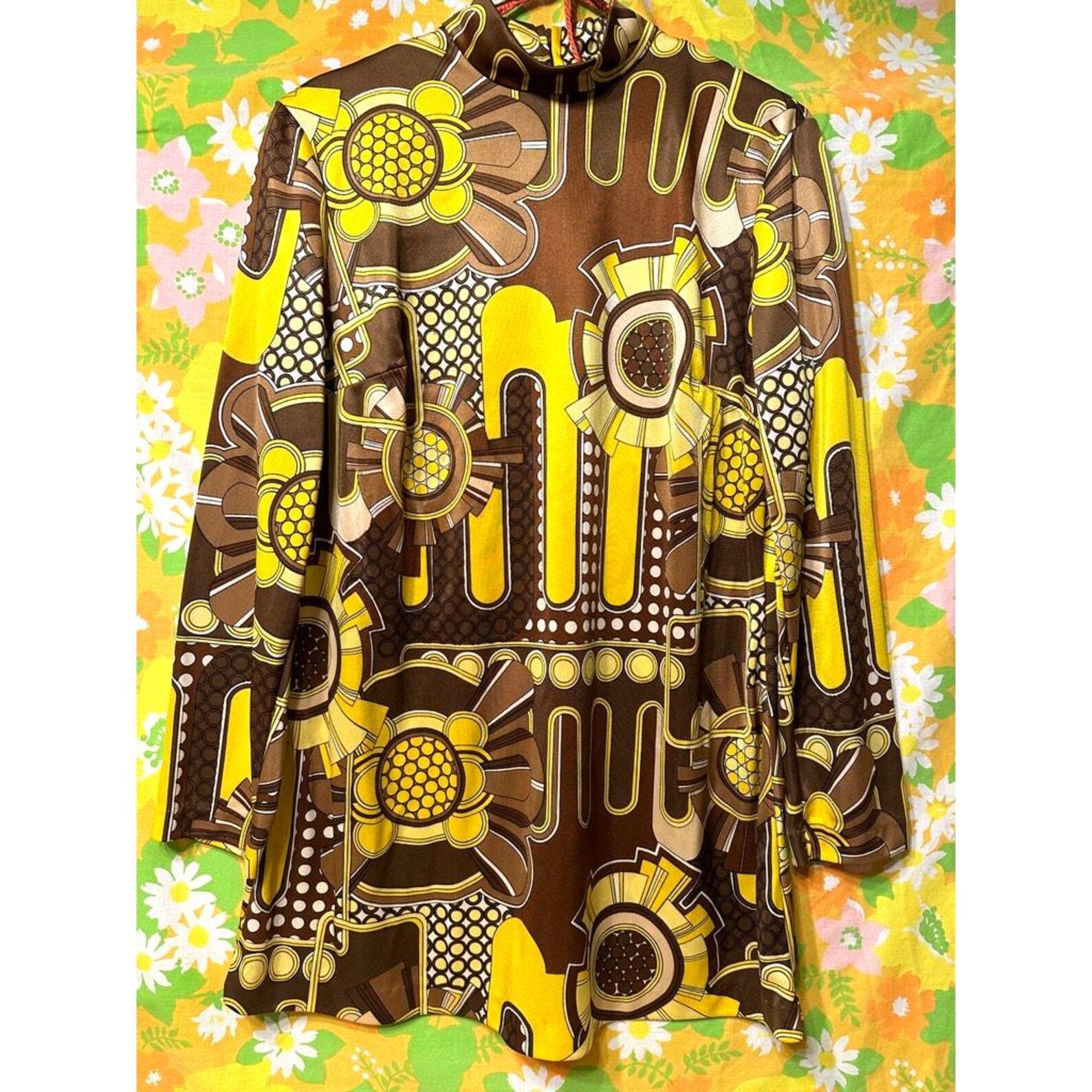 Vintage Mod Pykettes 1960s / 70s Mod Floral Turtleneck Blouse Tunic - Etsy