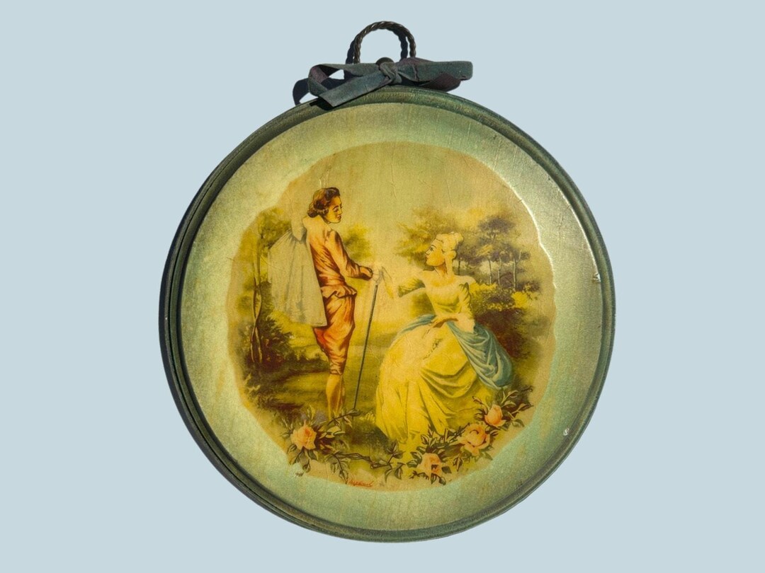 Vintage French Rococo-style Round Lacquered Plaque – 8.25” Diameter - Etsy